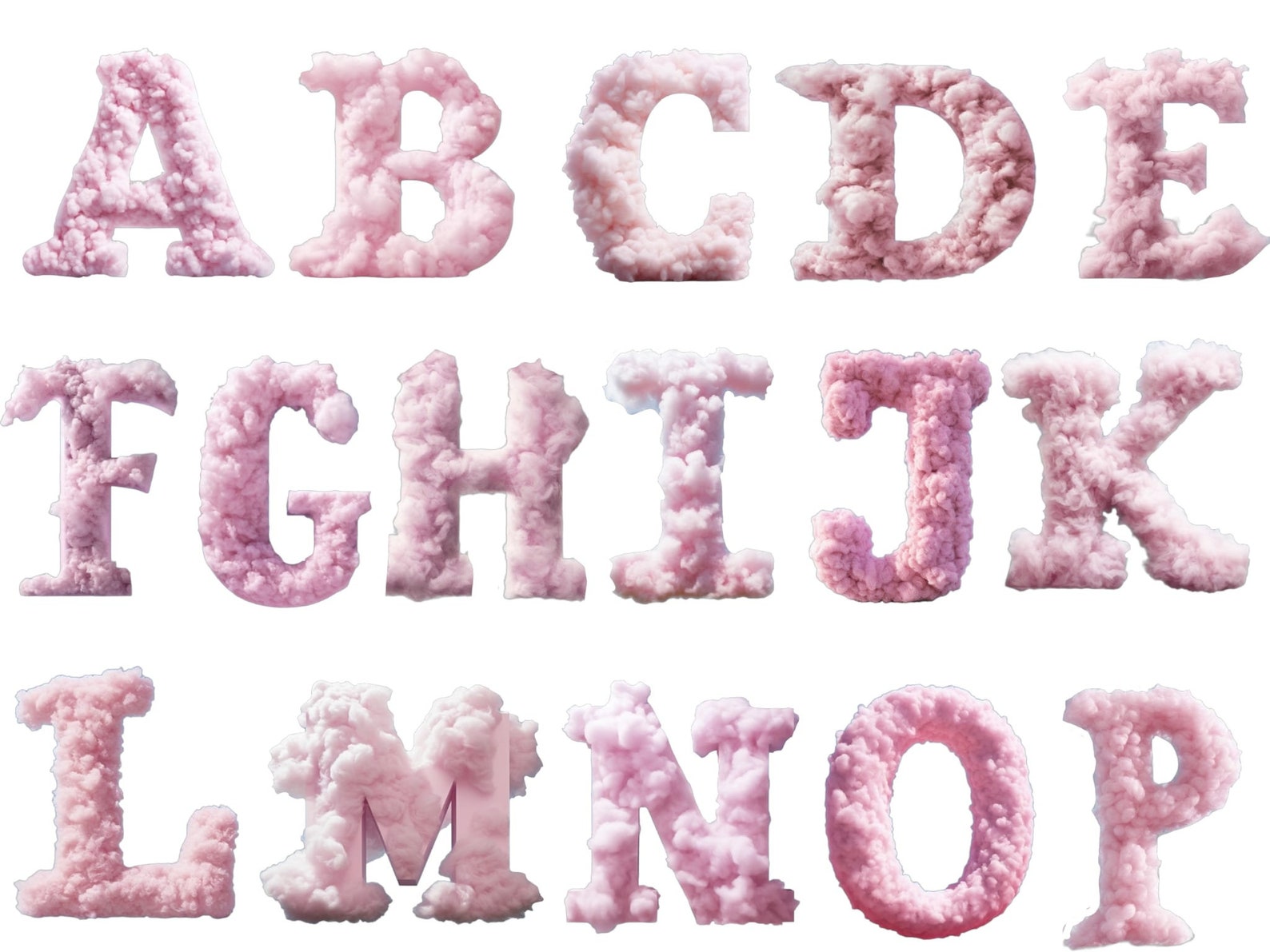 PINK CLOUDS Alphabet Clipart CLOUDS Alphabet Transparent - Etsy