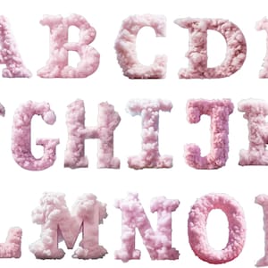PINK CLOUDS Alphabet Clipart ,CLOUDS Alphabet, Transparent Background ...