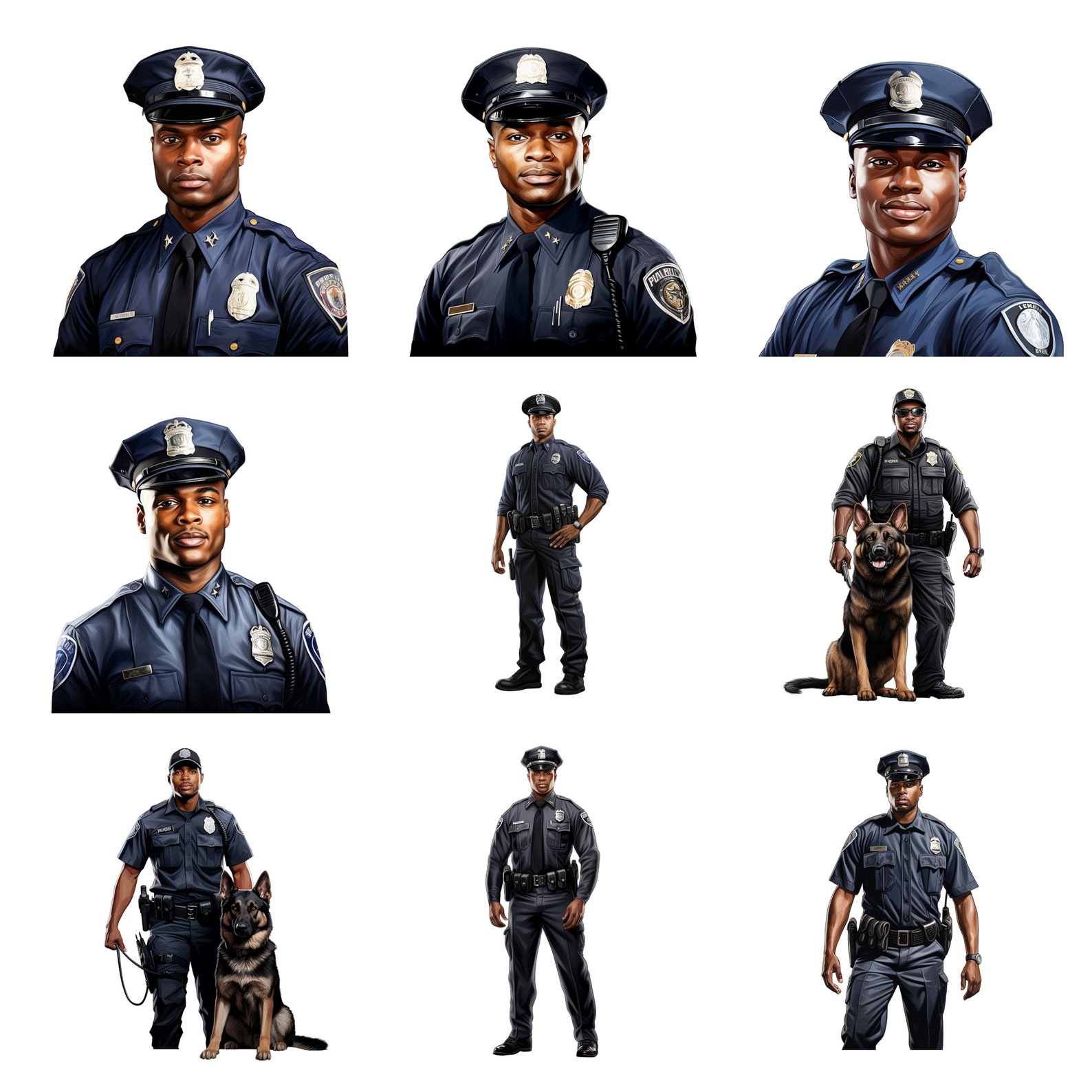 45 Black Men Police Officers Clipart, Men of Color, Police Clipart, PNG ...