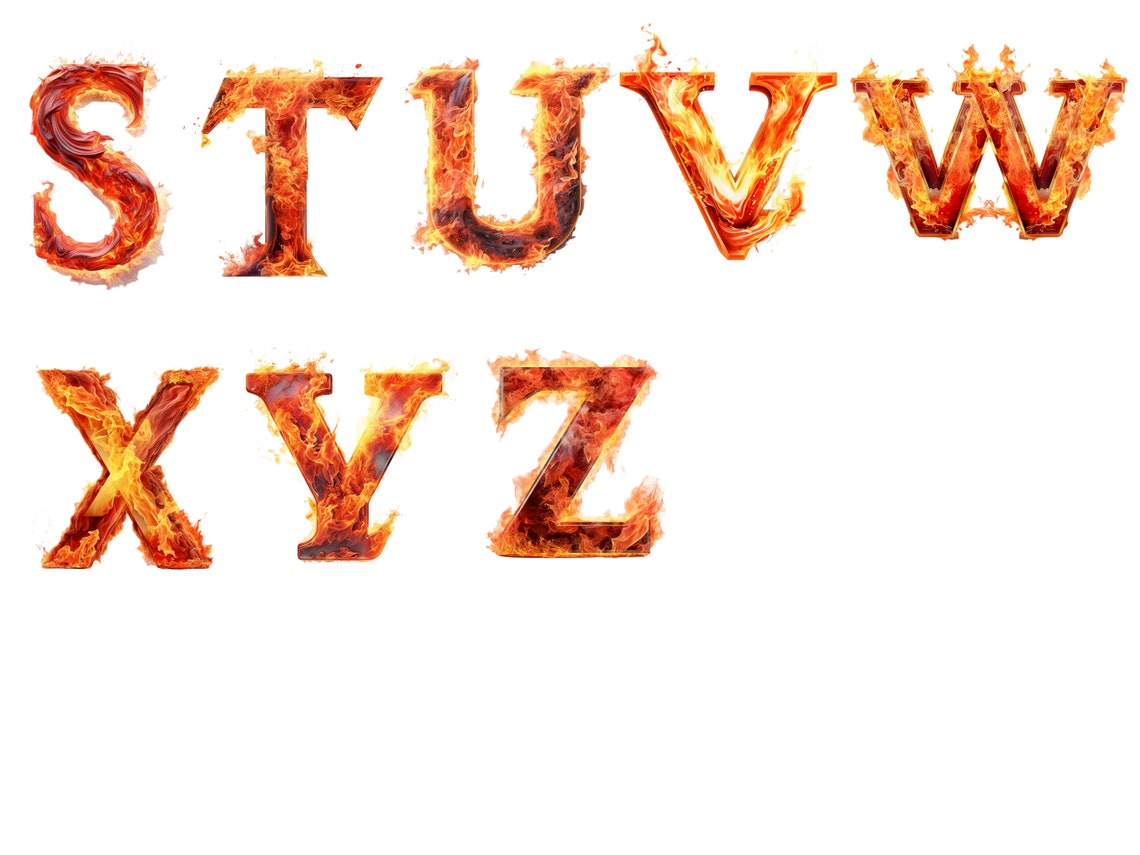 Fire Alphabet, Letters Png, Alphabet Png, Instant Download for ...