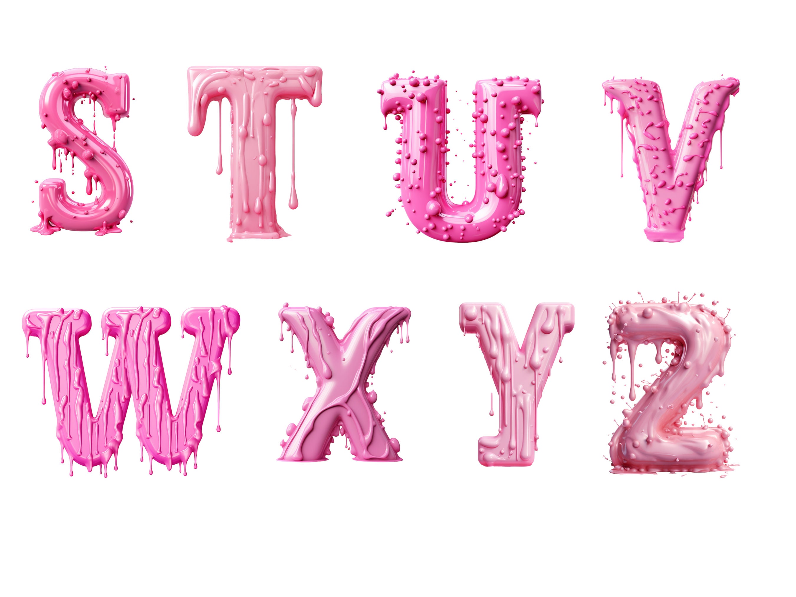 Sweet Pink Alphabet Clipart Transparent Background High - Etsy