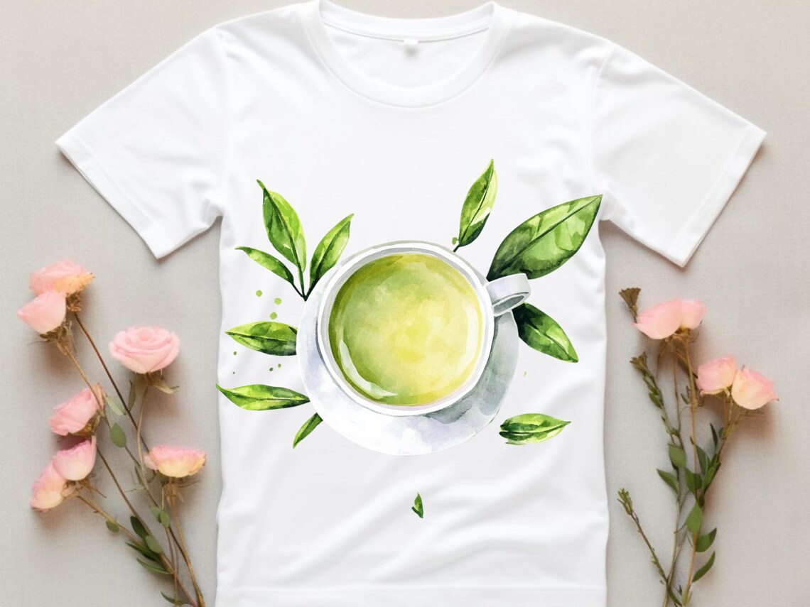 13 Green Tea Watercolor Clipart, PNG Digital Files on Transparent ...