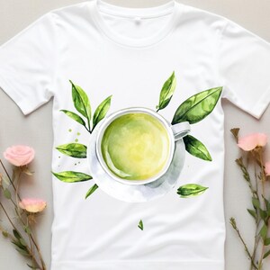 13 Green Tea Watercolor Clipart, PNG Digital Files on Transparent ...