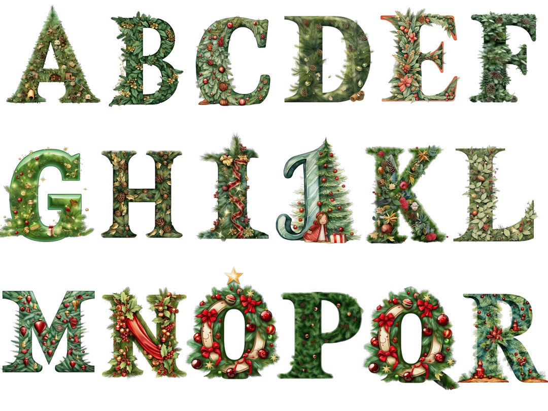 Christmas Tree Alphabet, Trees Png, Alphabet Png, Instant Download for ...