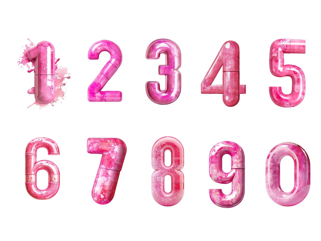 Watercolor Pink Pill Numbers Clipart, PNG Individual Images, Commercial ...