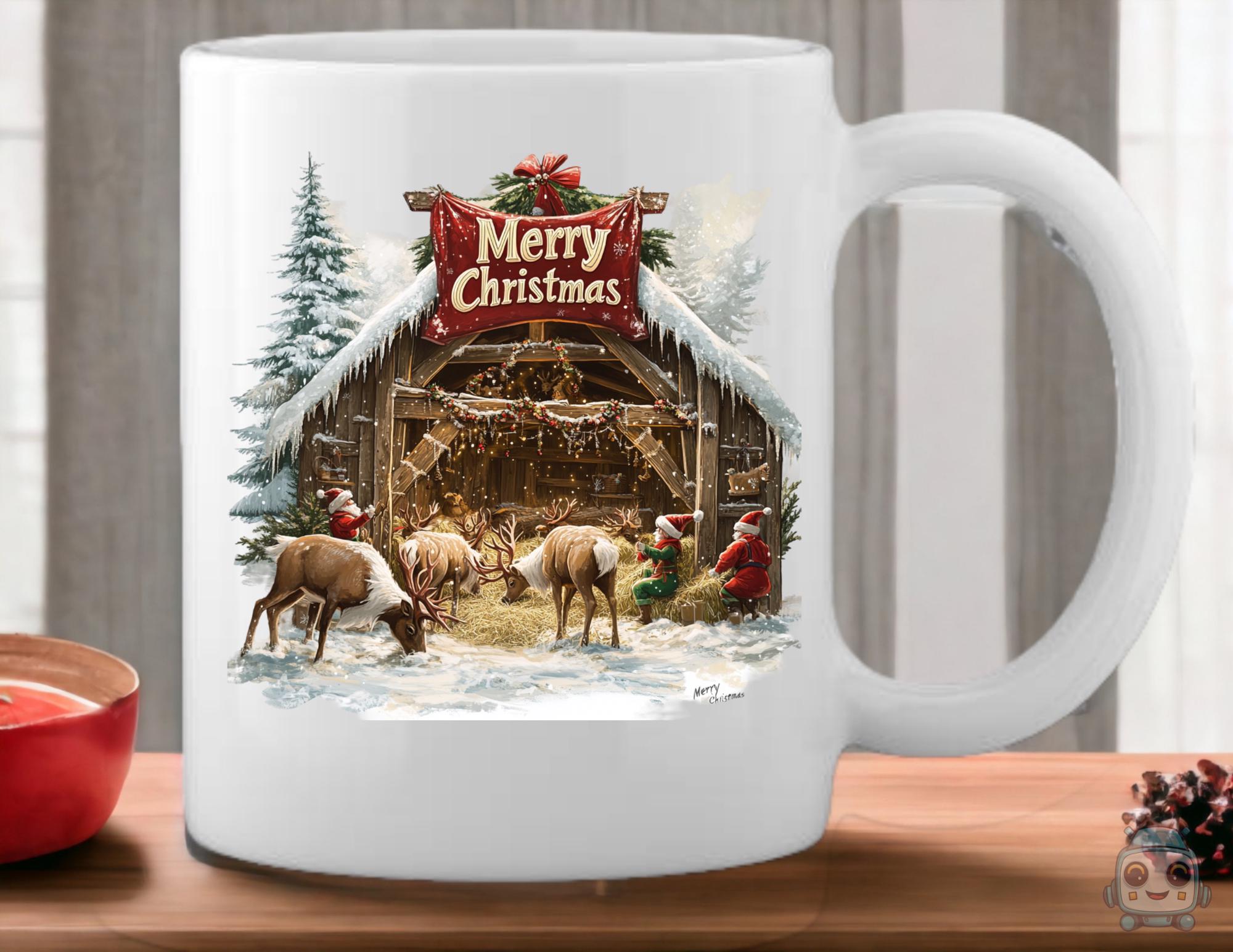 21 Santa's Reindeer Stables Watercolor Clipart, Christmas Clipart, PNG ...