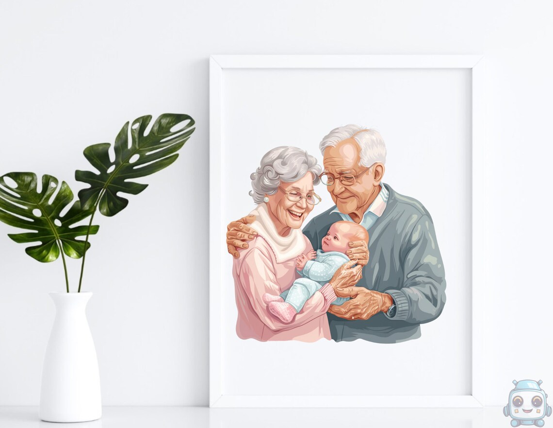 35 Grandparents' Baby Clipart, PNG Digital Files on Transparent ...