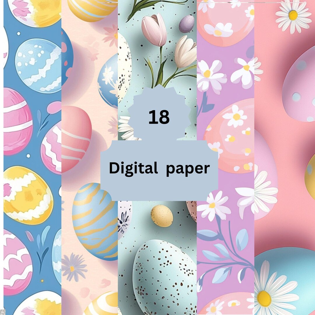 Pastel Easter Egg Digital Paper, Cute Spring Backgrounds for Cards ...
