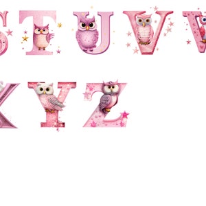 Pink Owl Alphabet, Letters Png, Alphabet Png, Instant Download for ...