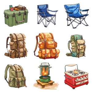 Camping Clipart, PNG Individual Images on Transparent Background ...
