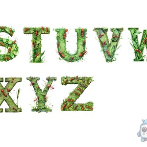 Watercolor Ant Alphabet Clipart, Ant Letters PNG Digital Files on ...