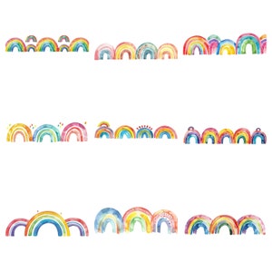 19 Rainbow Borders Watercolor Clipart, Border Clipart, PNG Individual ...