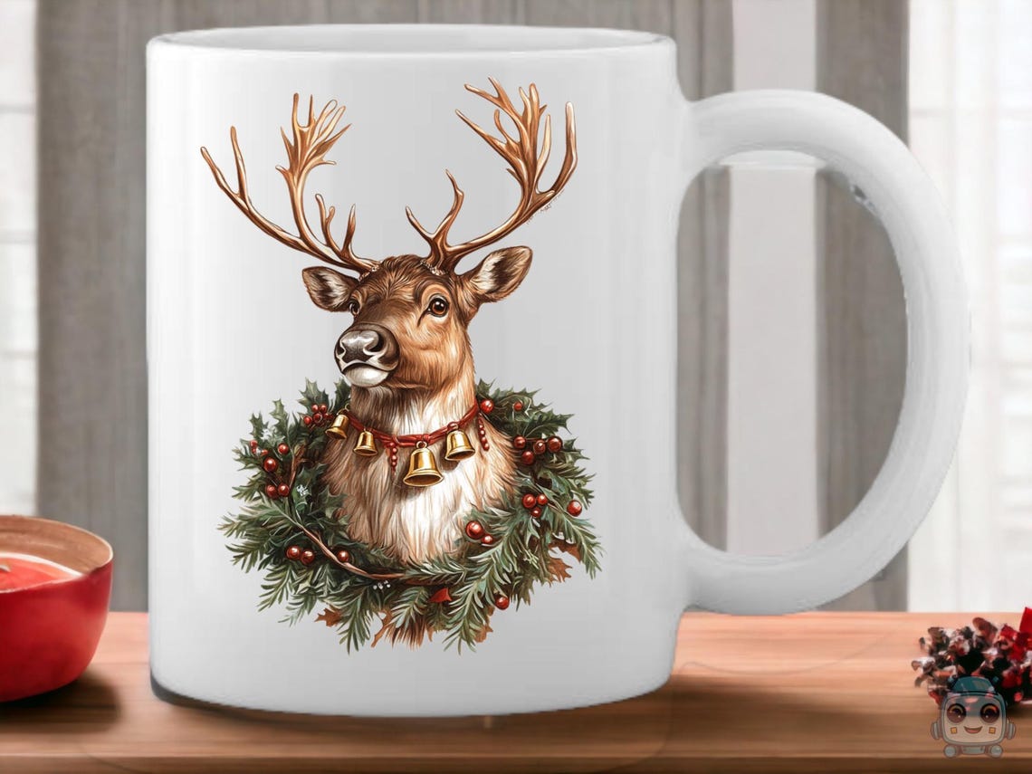 26 Christmas Reindeer Clipart, Christmas Clipart, PNG Individual Images ...
