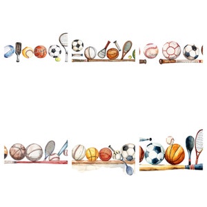 33 Sports Borders Watercolor Clipart, Border Clipart, PNG Individual ...