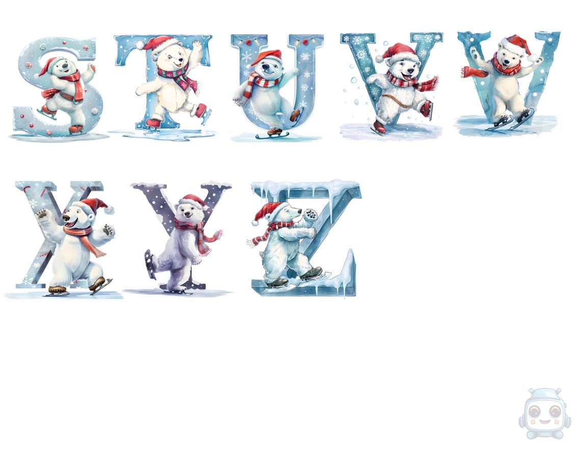 Winter Wonderland Alphabet - Adorable Polar Bear Letters for Festive ...