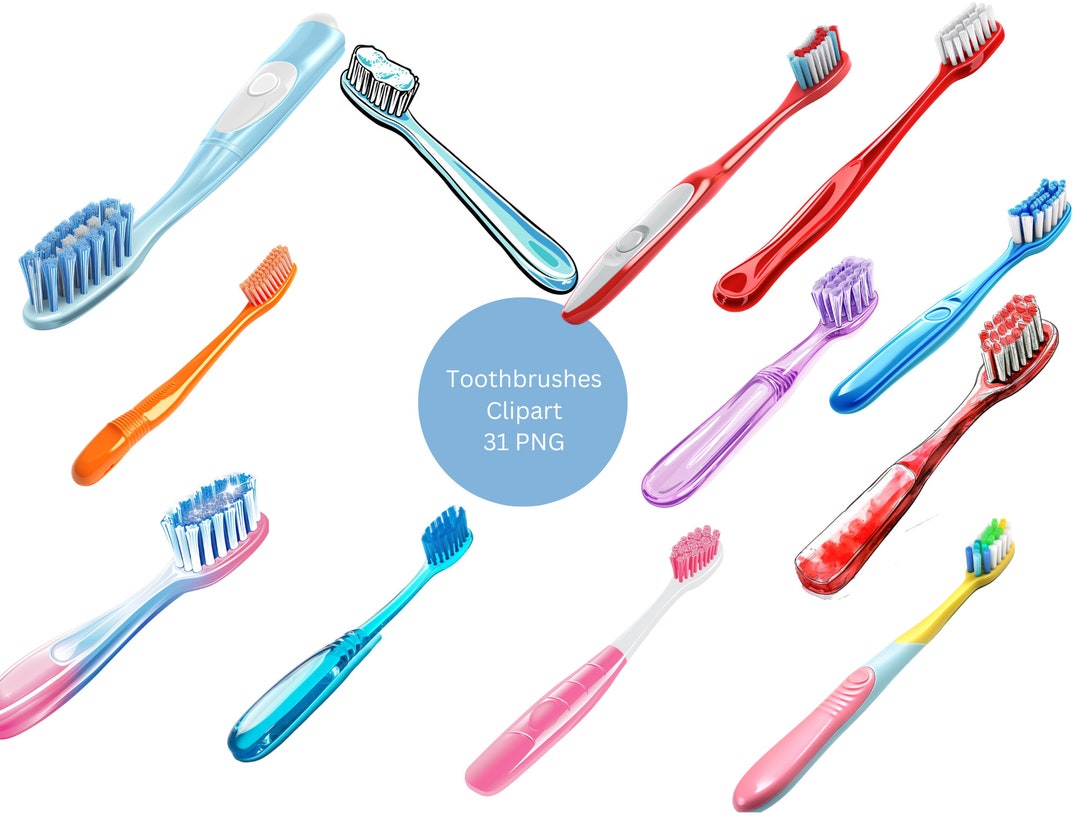 Toothbrushes Clipart, PNG Individual Images on Transparent Background ...
