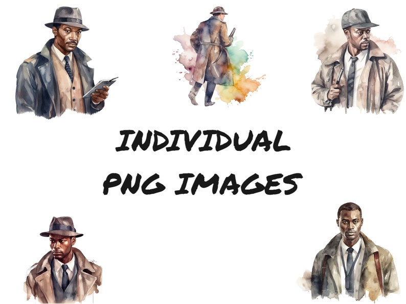Watercolor Detectives Clipart PNG Digital Files on a - Etsy