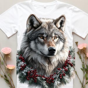 27 Wolves With Festive Garlands Watercolor Clipart, Christmas Clipart ...