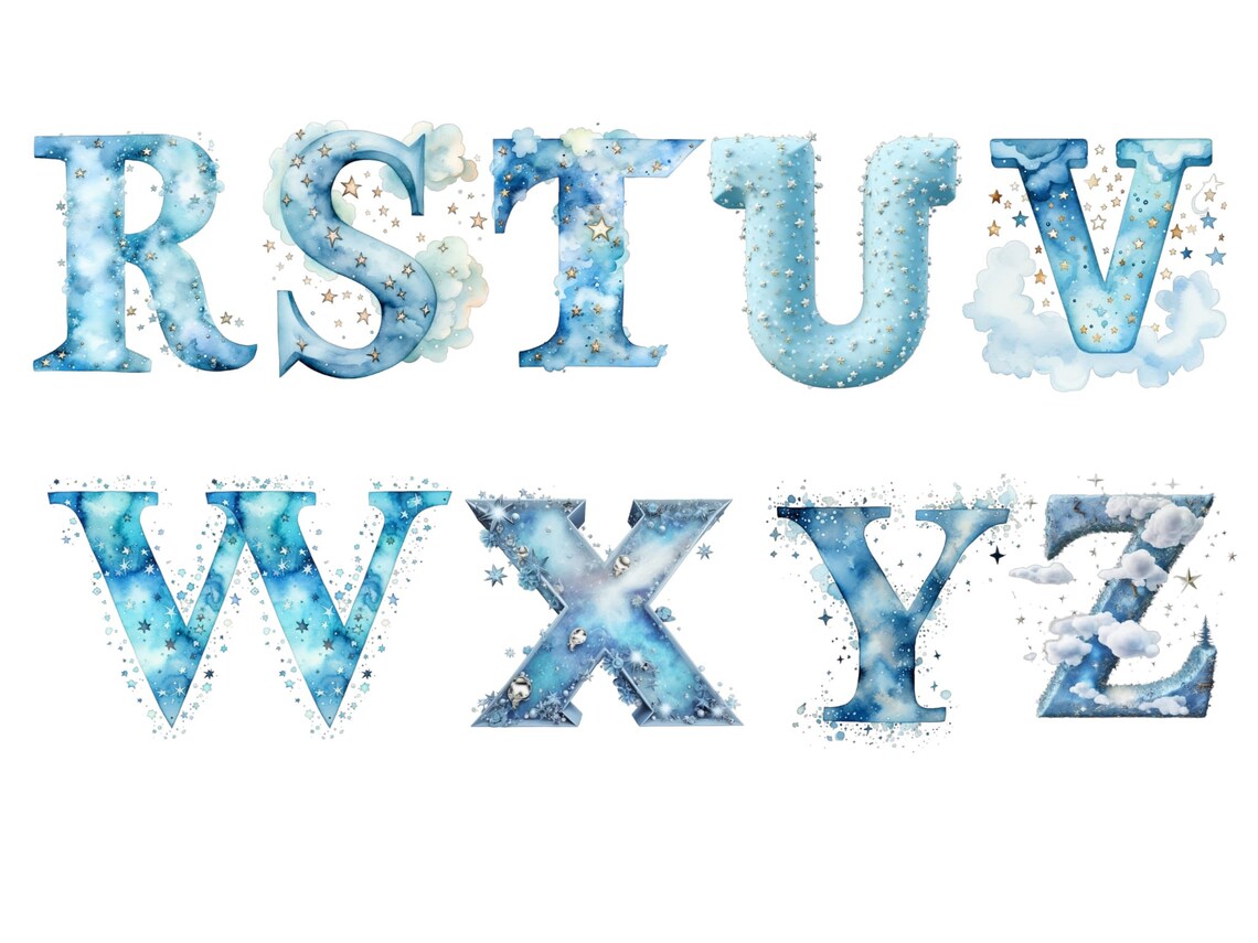 Sky Alphabet Clipart Alphabet Transparent Background High - Etsy
