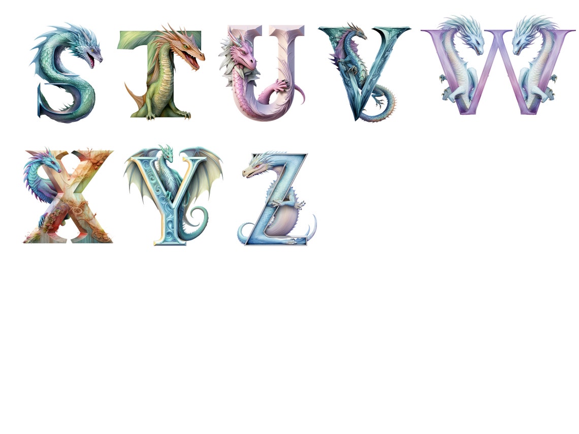 Dragon Alphabet, Letters Png, Alphabet Png, Instant Download for ...