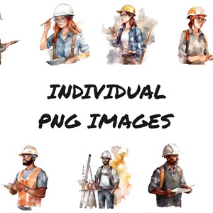 Watercolor Construction Engineers Clipart, PNG Digital Files on a ...