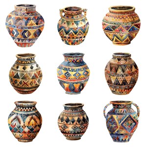 35 Aztec Pottery Watercolor Clipart, Aztec Clipart, PNG Individual ...