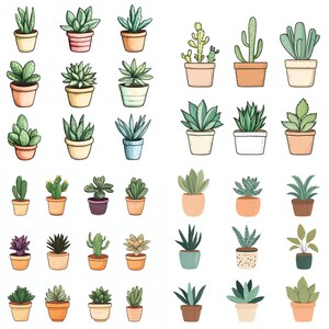 Succulent and Cactus Clipart Bundle – Cute Potted Plants PNG for ...