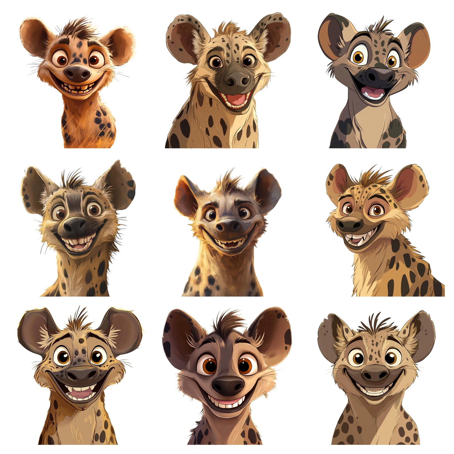 43 Hyena Clipart Bundle, Cartoon and Realistic Hyena PNG, Digital Cute ...
