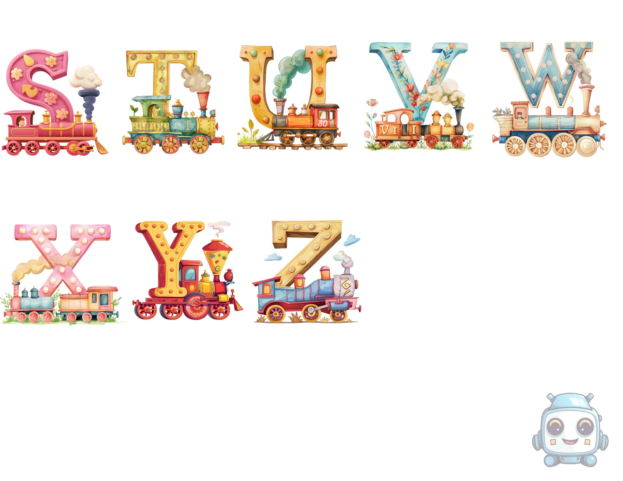 Clipart Train Alphabet, Letters Png, Alphabet Png, Instant Download for ...