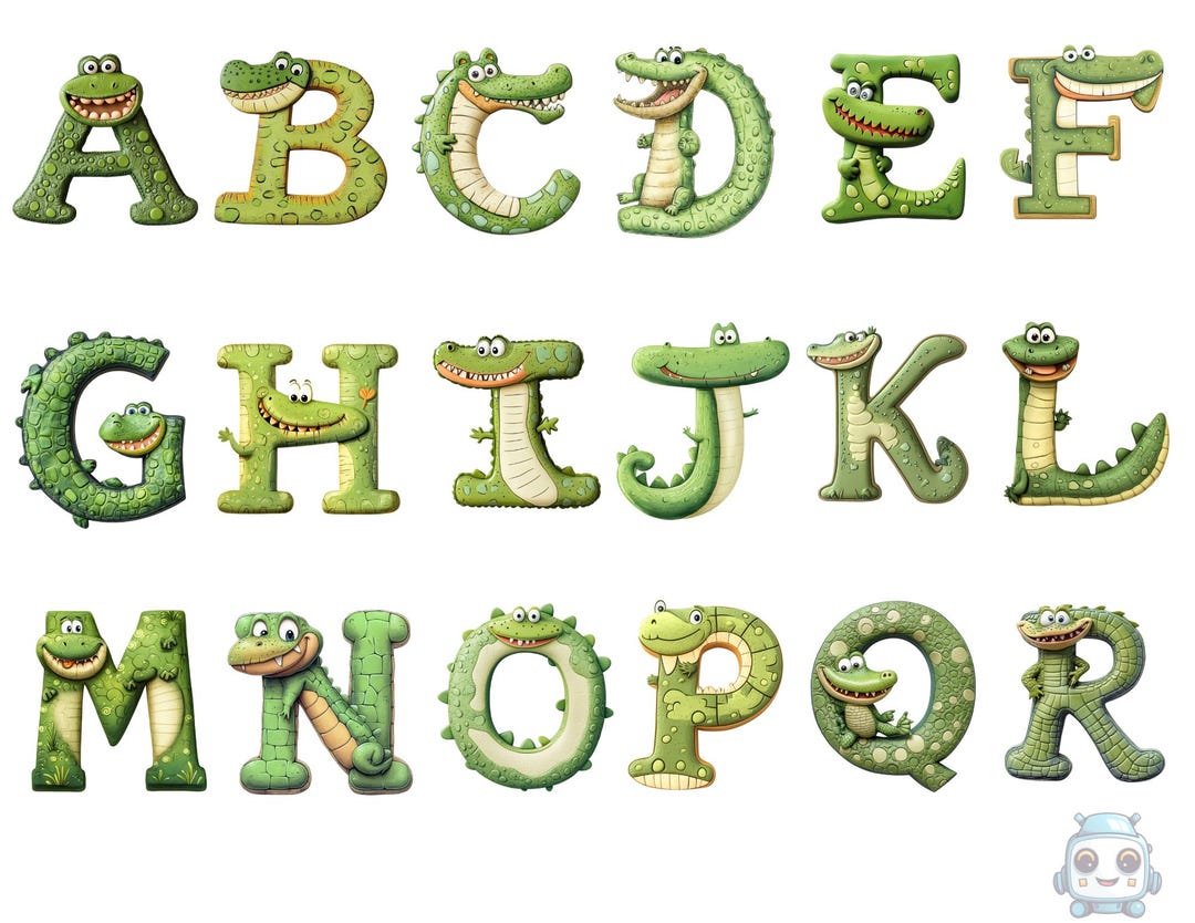 Alligator Alphabet Clipart - Fun Crocodile Letters Png, Alphabet Png ...