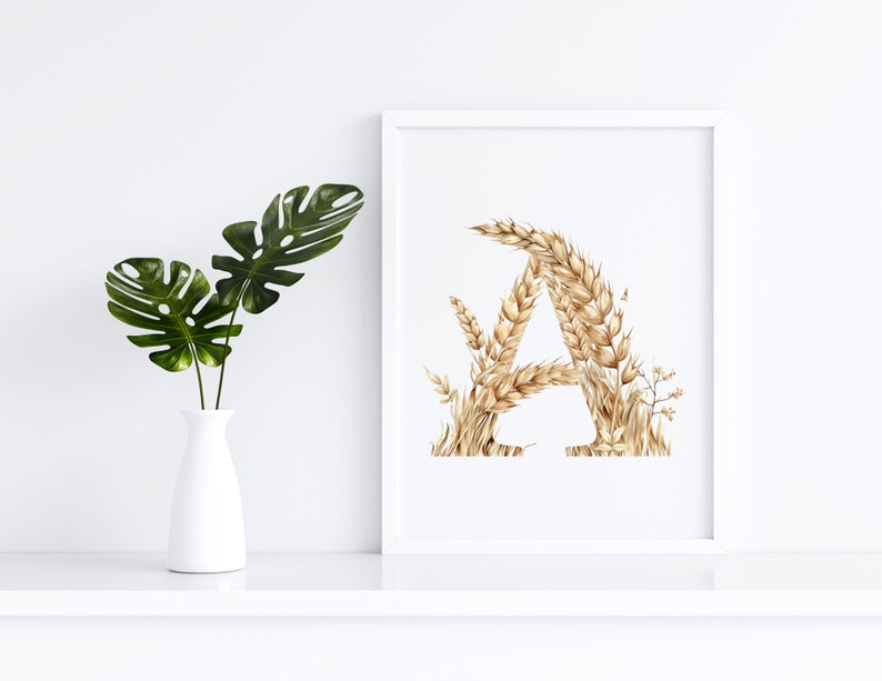 Watercolor Wheat Alphabet, Letters, PNG Individual Images, Commercial ...