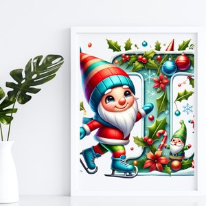 Cute Winter Gnome Alphabet Watercolor Clipart, Christmas Clipart, PNG ...