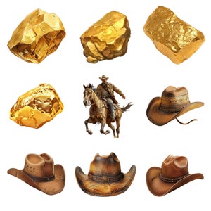45 Western Clipart, Texas Cowboy, PNG Individual Images on Transparent ...