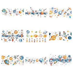 34 Space Borders Watercolor Clipart, Border Clipart, PNG Individual ...