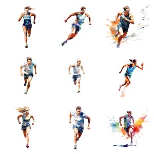 30 Track Runners Watercolor Clipart, Athletics Clipart, Sports Clipart ...