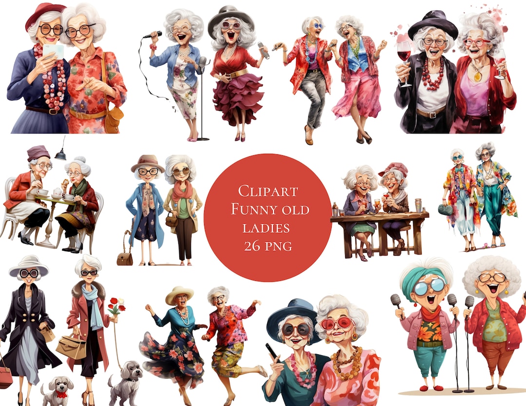 Clipart Funny Old Ladies, Crazy Old Ladies, Old Ladies Png, Download for Commercial Use, High ...