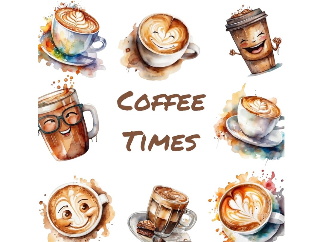 Coffee Bundle, Watercolour, 20 Beautiful PNG Images, Transparent ...