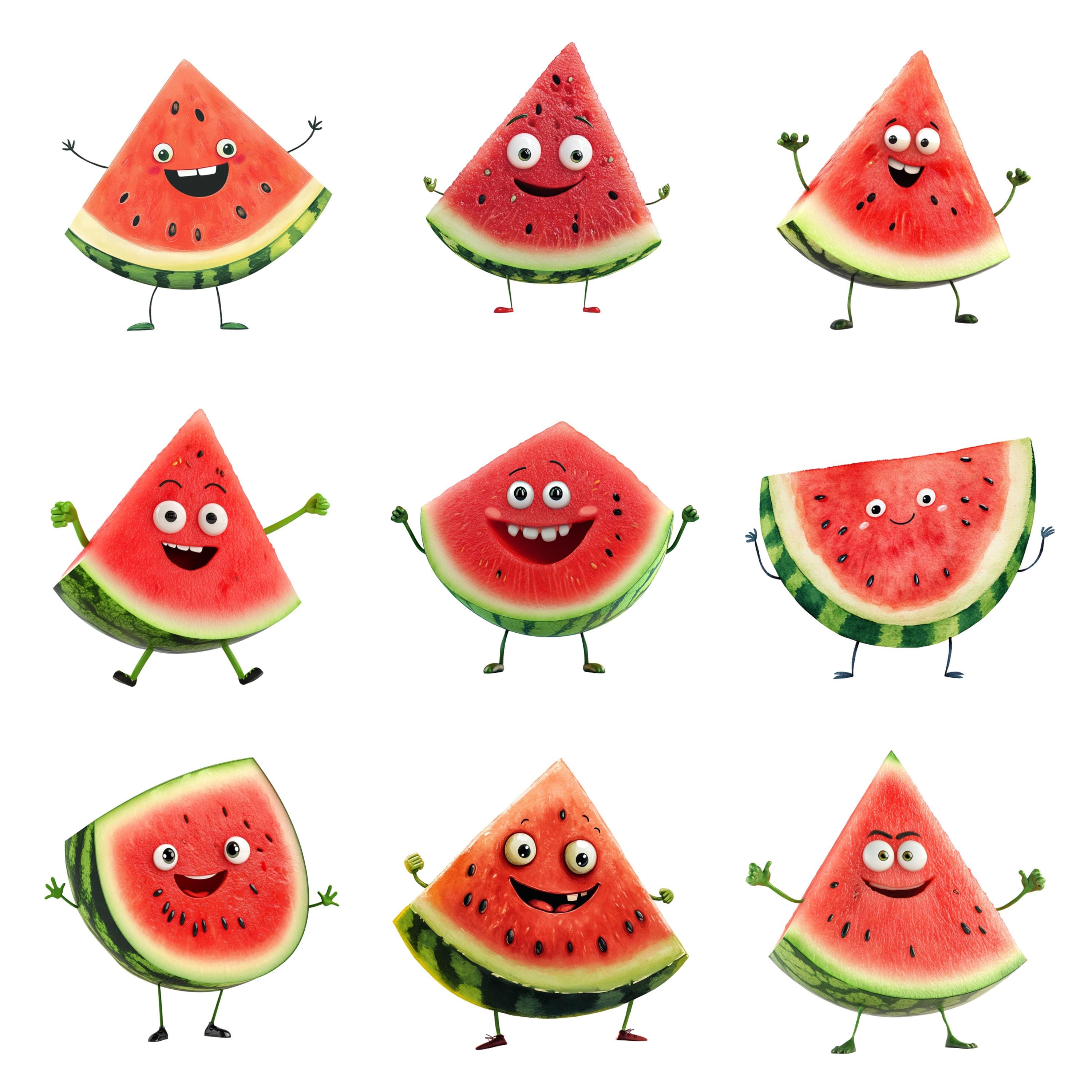 37 Funny Watermelons Clipart, Whimsical Clipart, PNG Individual Images ...