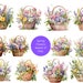 37 Spring Flowers Basket Watercolor Clipart, Floral Clipart, PNG ...