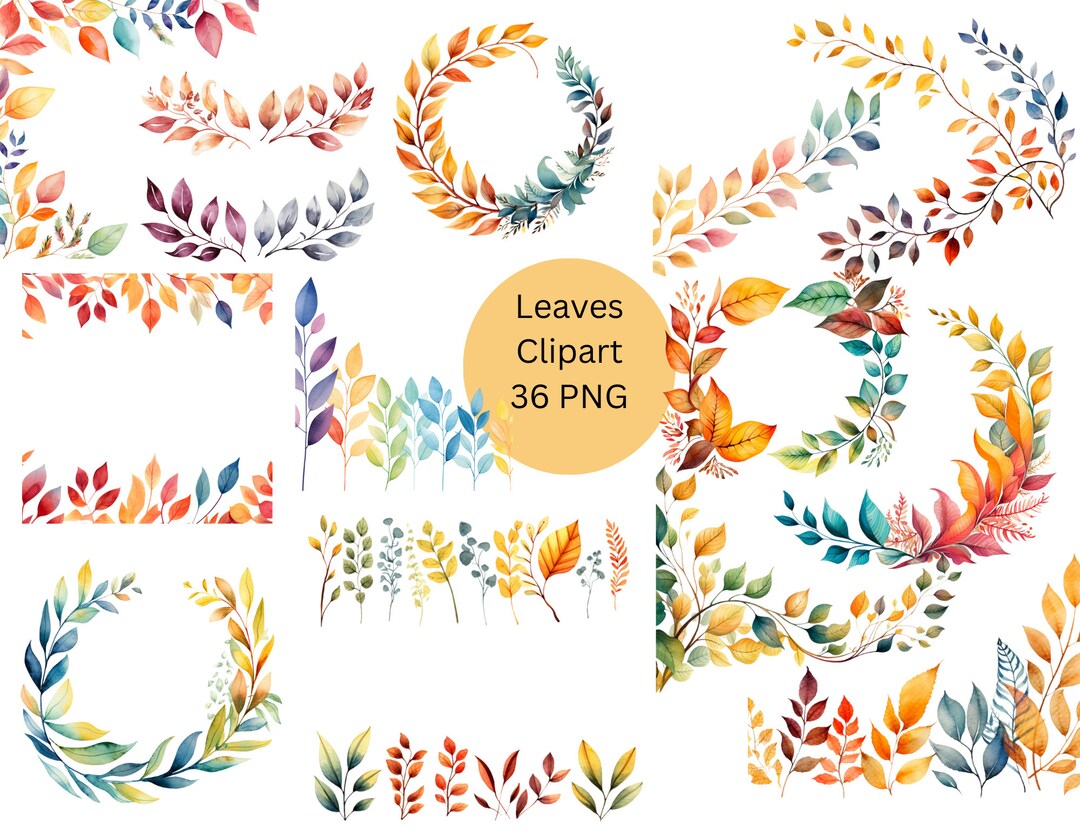 Leaves Clipart, PNG Digital Files on Transparent Background ...