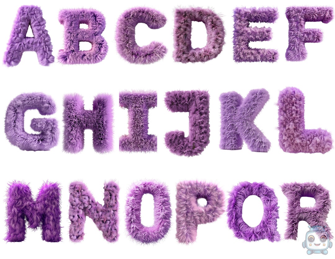 Purple Fluffy Alphabet, Transparent Background, High Quality, Clipart ...