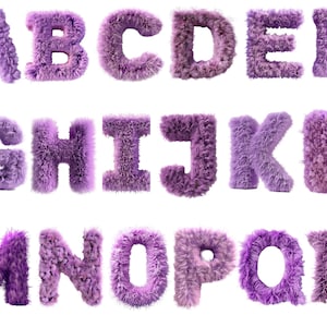 Purple Fluffy Alphabet, Transparent Background, High Quality, Clipart ...