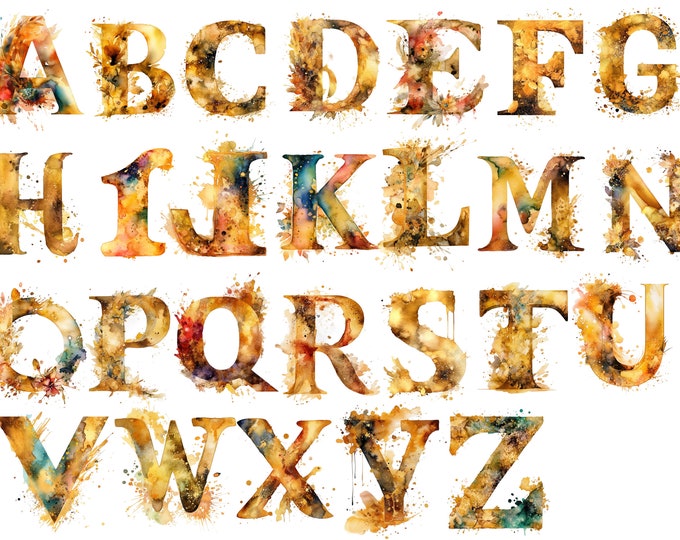 180 Golden Alphabet Bundle, Gold Letters, Gold PNG, Gold Alphabet Font ...