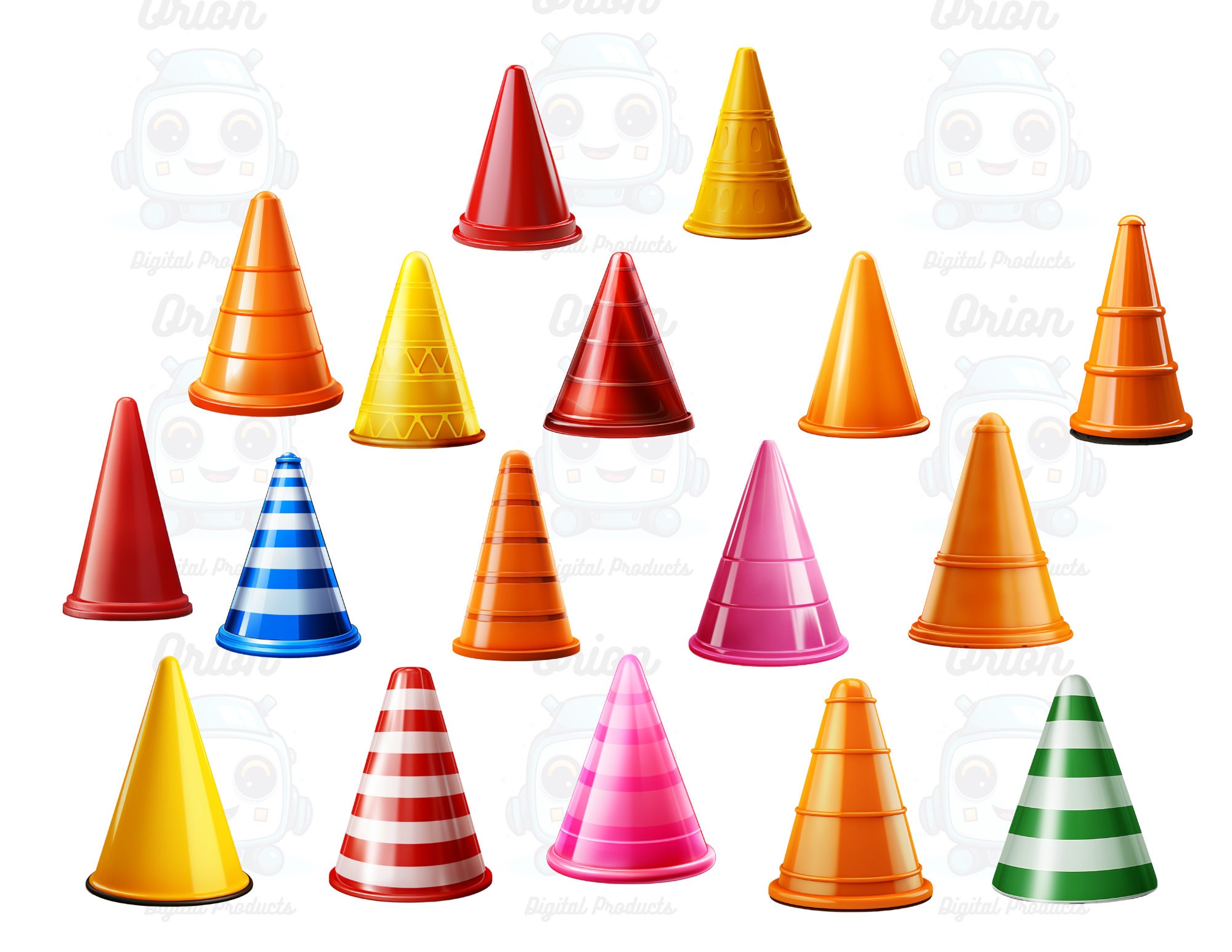 Traffic Cones Clipart PNG Digital Files on a Transparent - Etsy