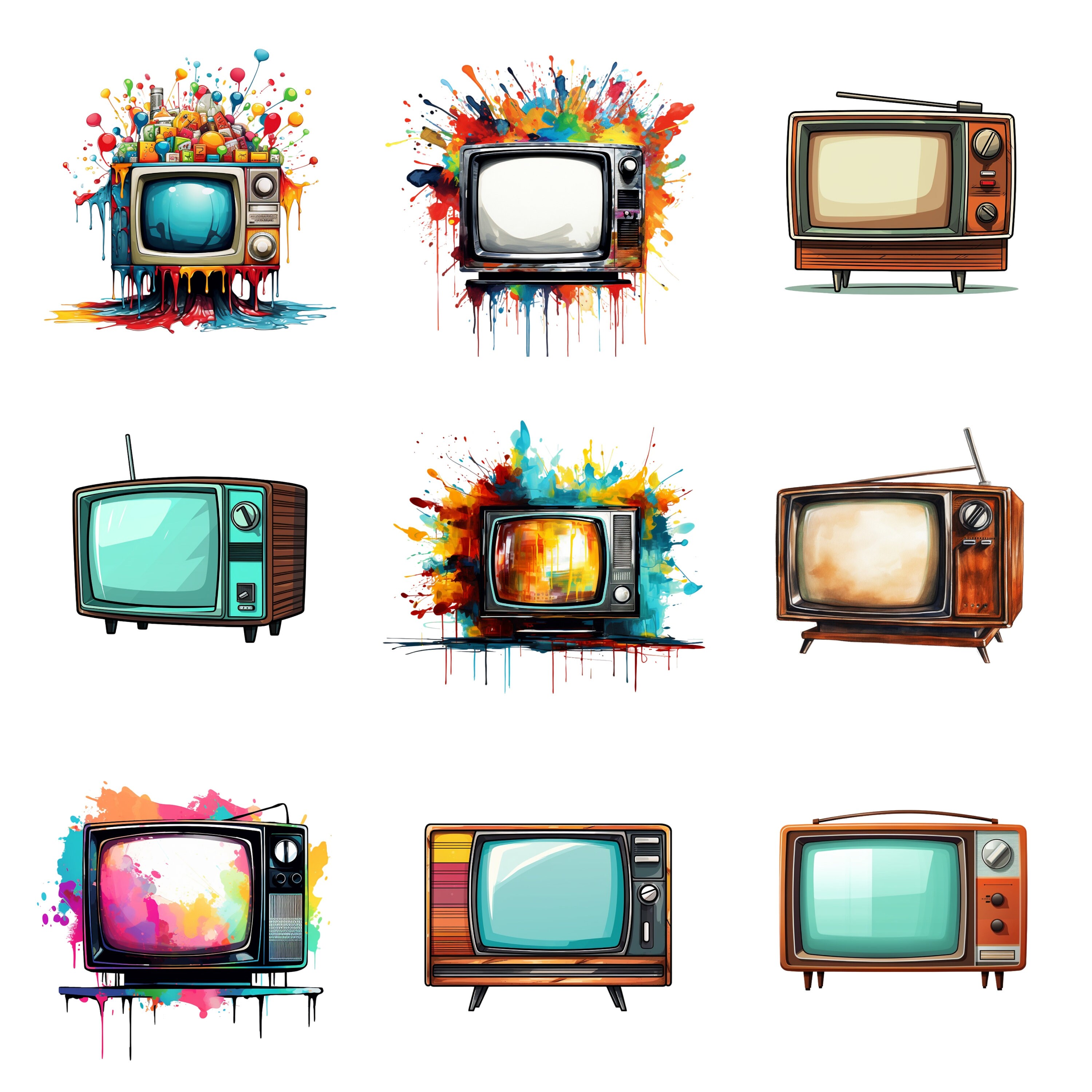 Television Clipart, Tvs Clipart, PNG Digital Files on Transparent ...