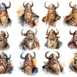 Watercolor Vikings Clipart, PNG Digital Images, Transparent Background ...