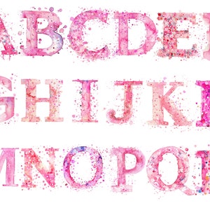 Pink Aquarelle Alphabet Clipart, PNG Individual Images on Transparent ...