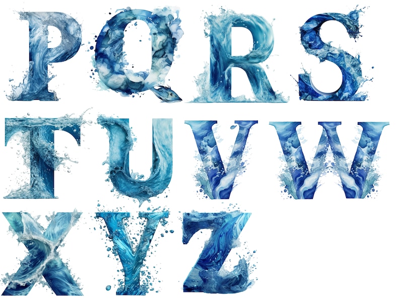Ocean Alphabet Clipart, Transparent Background, High Quality, Clipart ...