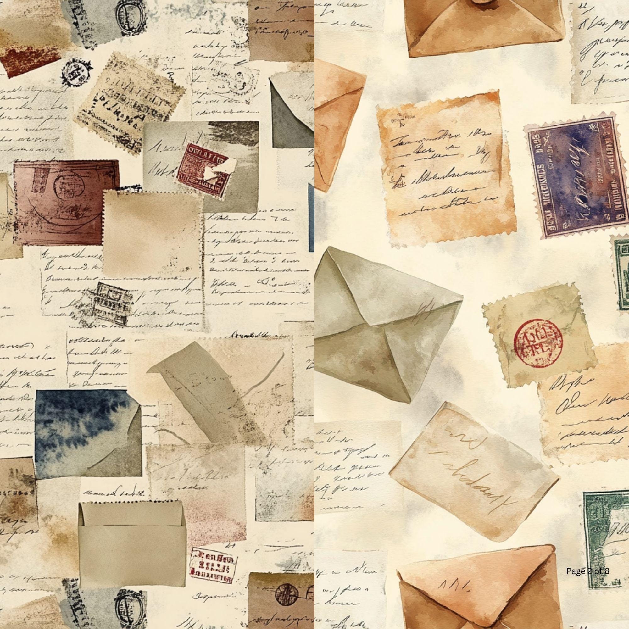 Vintage Letters Digital Paper, Envelope Backgrounds, Antique Paper ...