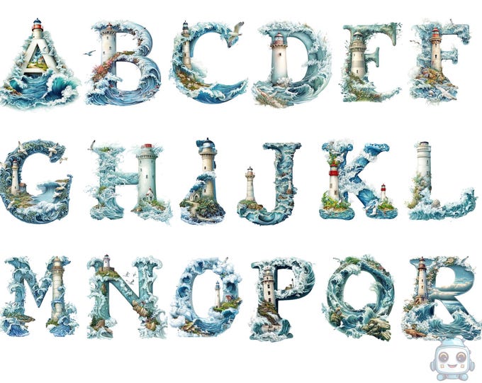 Ocean Wave Font 3D PNG Letters, Water Alphabet Set, Beach Doodle Letter ...